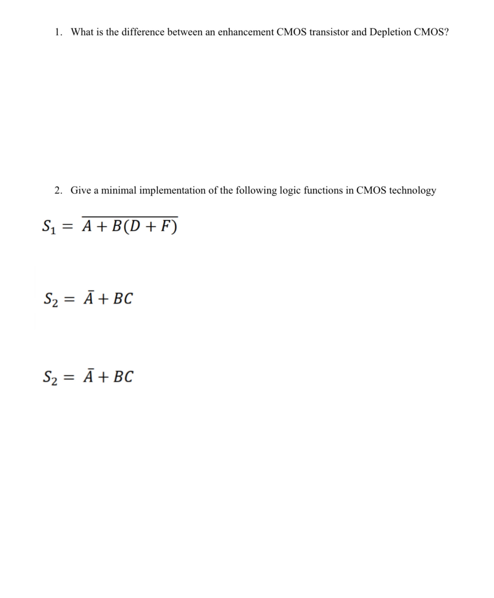 Solved What is the difference between an enhancement CMOS | Chegg.com