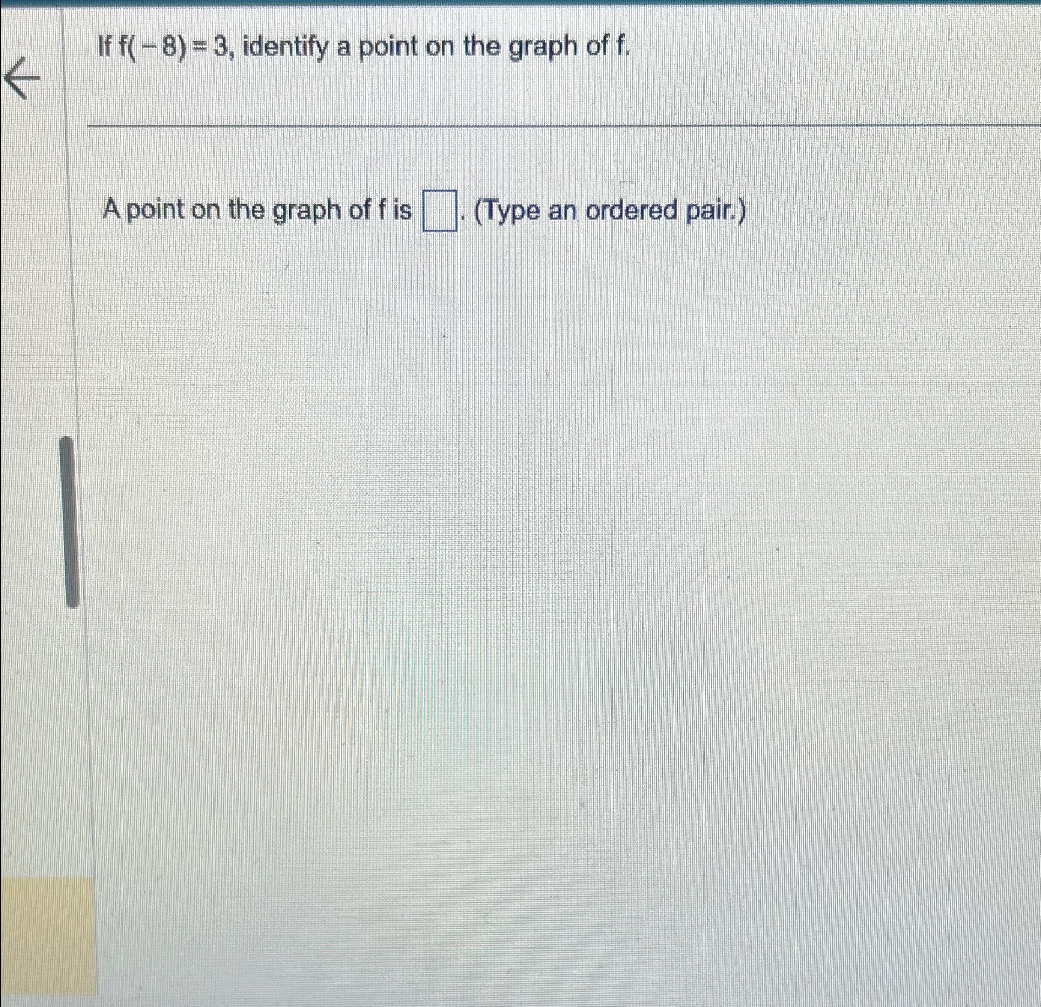 Solved If f(-8)=3, ﻿identify a point on the graph of f.A | Chegg.com