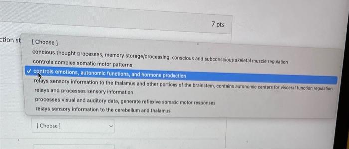Solved Match the brain structure name to its function stated | Chegg.com