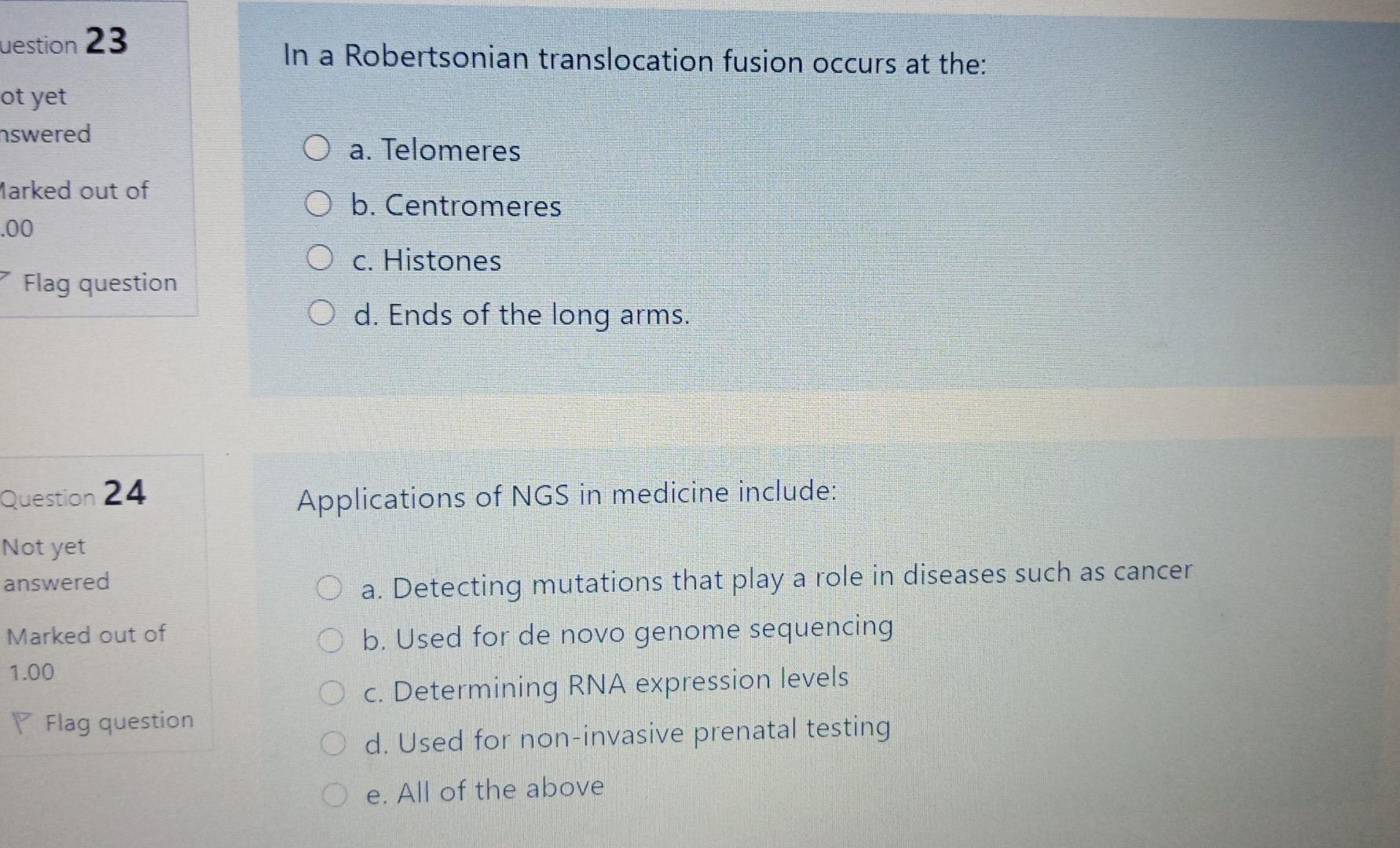 Solved uestion 23 In a Robertsonian translocation fusion | Chegg.com