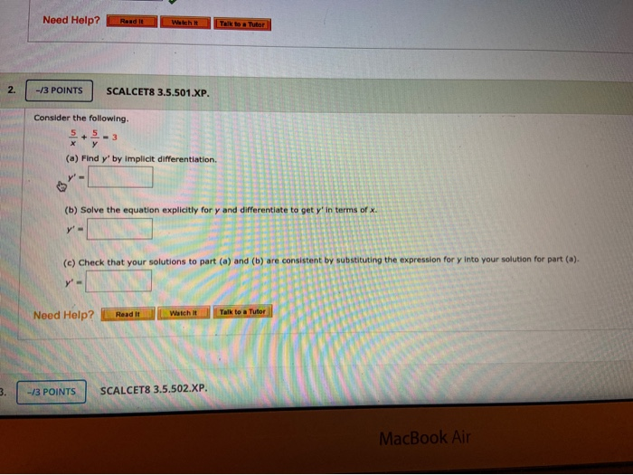 Solved Need Help? Rand It Watch it Talk to a Tutor 2. -3 | Chegg.com Solved Need Help? Rand It Watch it Talk to a Tutor 2. -3 | Chegg.com