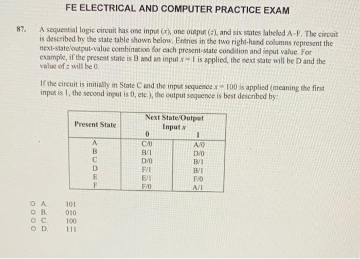 Solved 88. The Boolean function for F shown in the truth | Chegg.com