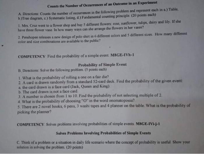 Solved Counts The Number Of Occurrences Of An Outcome In An