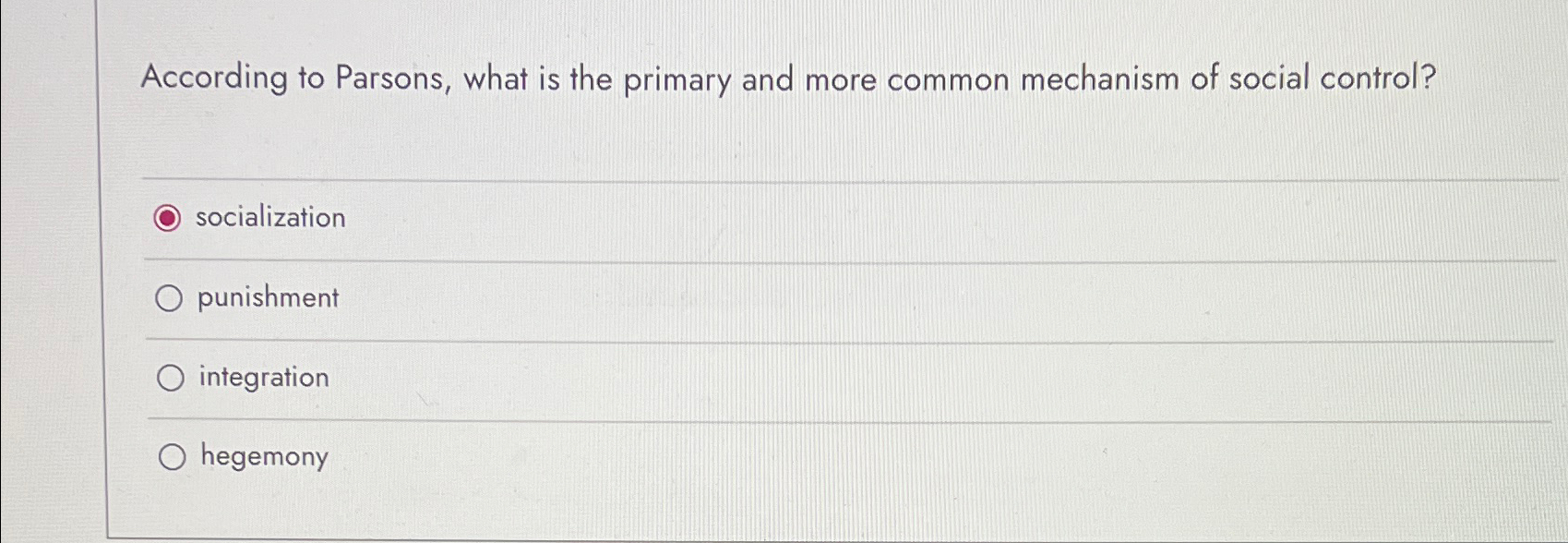 Solved According to Parsons, what is the primary and more | Chegg.com
