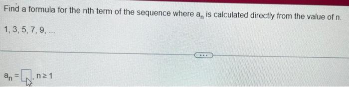 Solved Find a formula for the nth term of the sequence where | Chegg.com