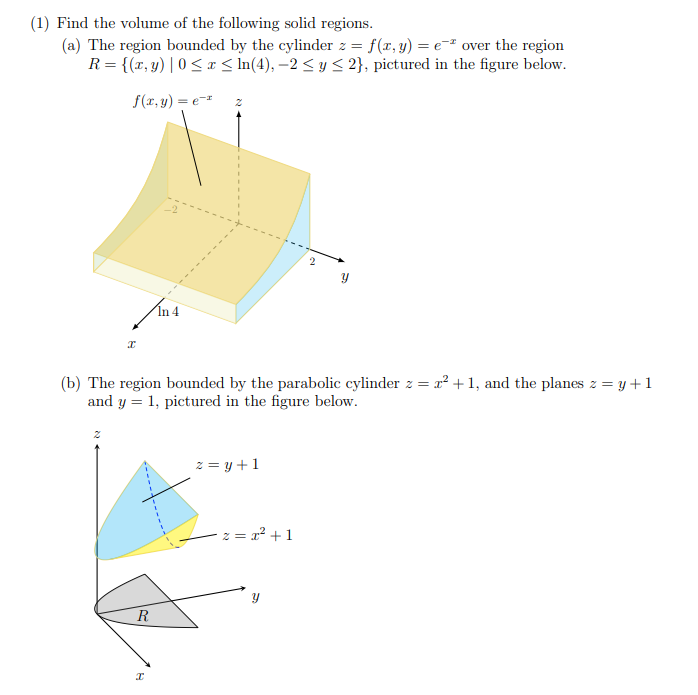 Solved (1) ﻿Find the volume of the following solid | Chegg.com