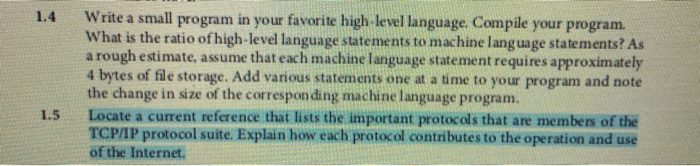 Solved 1.4 Write a small program in your favorite high-level | Chegg.com