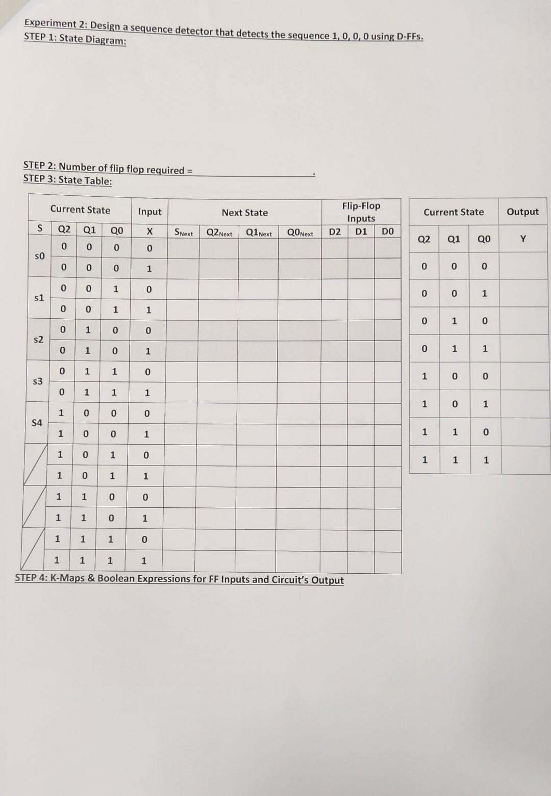 Solved Experiment 2: Design a sequence detector that detects | Chegg.com