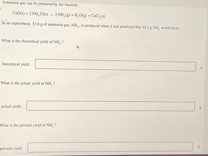 Solved Ammonia gas can be prepared by the reaction | Chegg.com