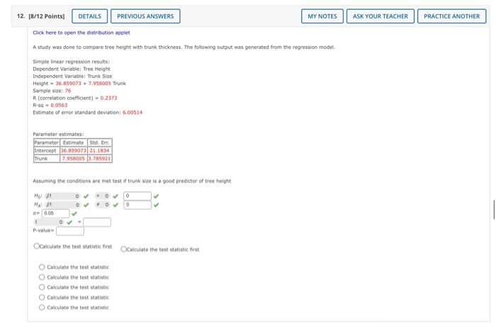 Solved click here to open the distribution applet A study | Chegg.com