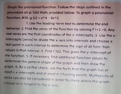 Solved Graph the polynomial function. Follow the steps | Chegg.com