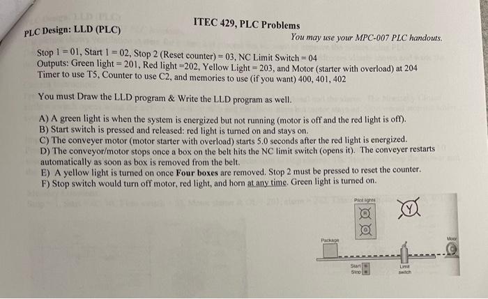 Solved ITEC 429, PLC Problems PLC Design: LLD (PLC) You may | Chegg.com