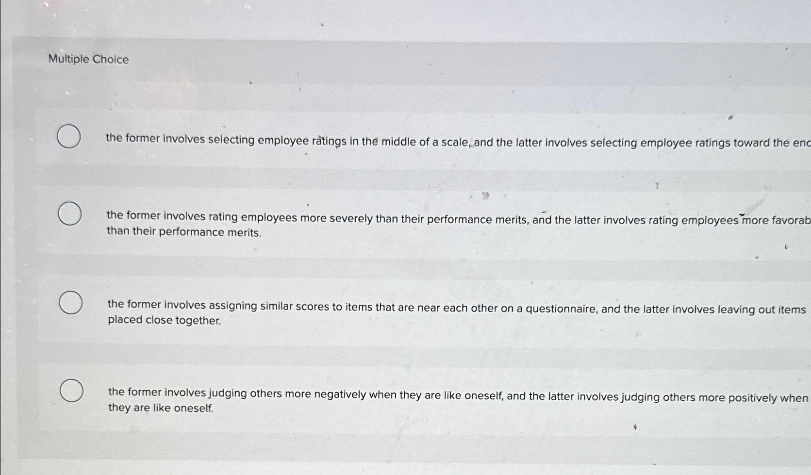 Solved Multiple Choicethe former involves selecting employee | Chegg.com