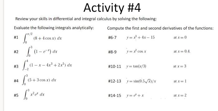 Solved Review your skills in differential and integral | Chegg.com