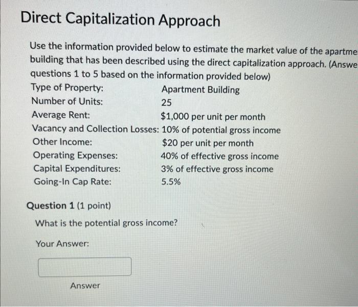 Solved Use the information provided below to estimate the | Chegg.com