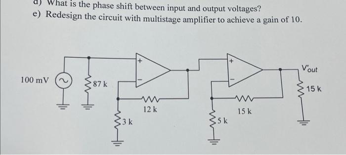Solved d) What is the phase shift between input and output | Chegg.com