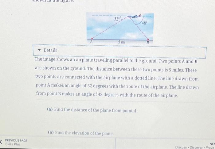 Solved Details The image shows an airplane traveling | Chegg.com