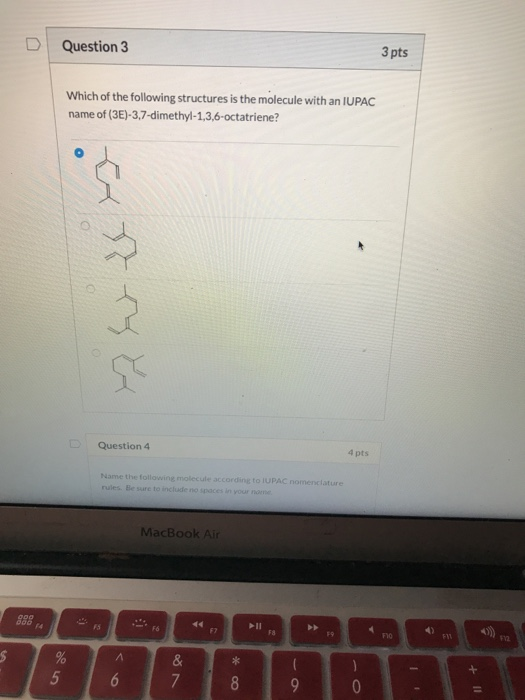 Solved Question 3 3 pts Which of the following structures is | Chegg.com