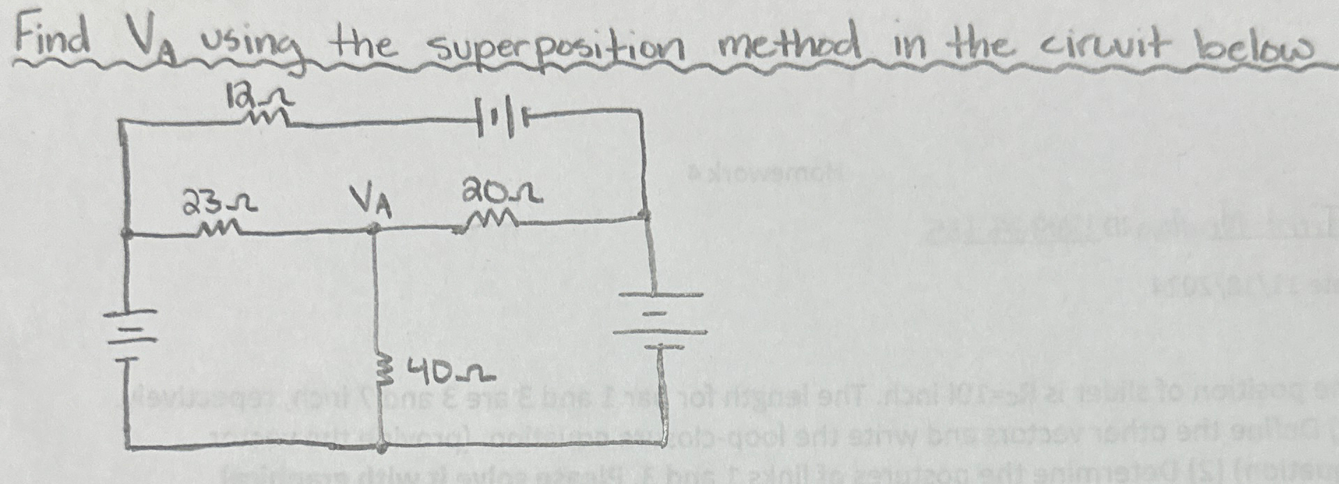 Find VA ﻿using the superposition method in the | Chegg.com