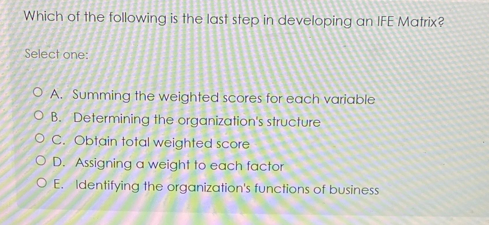 Solved Which of the following is the last step in developing | Chegg.com