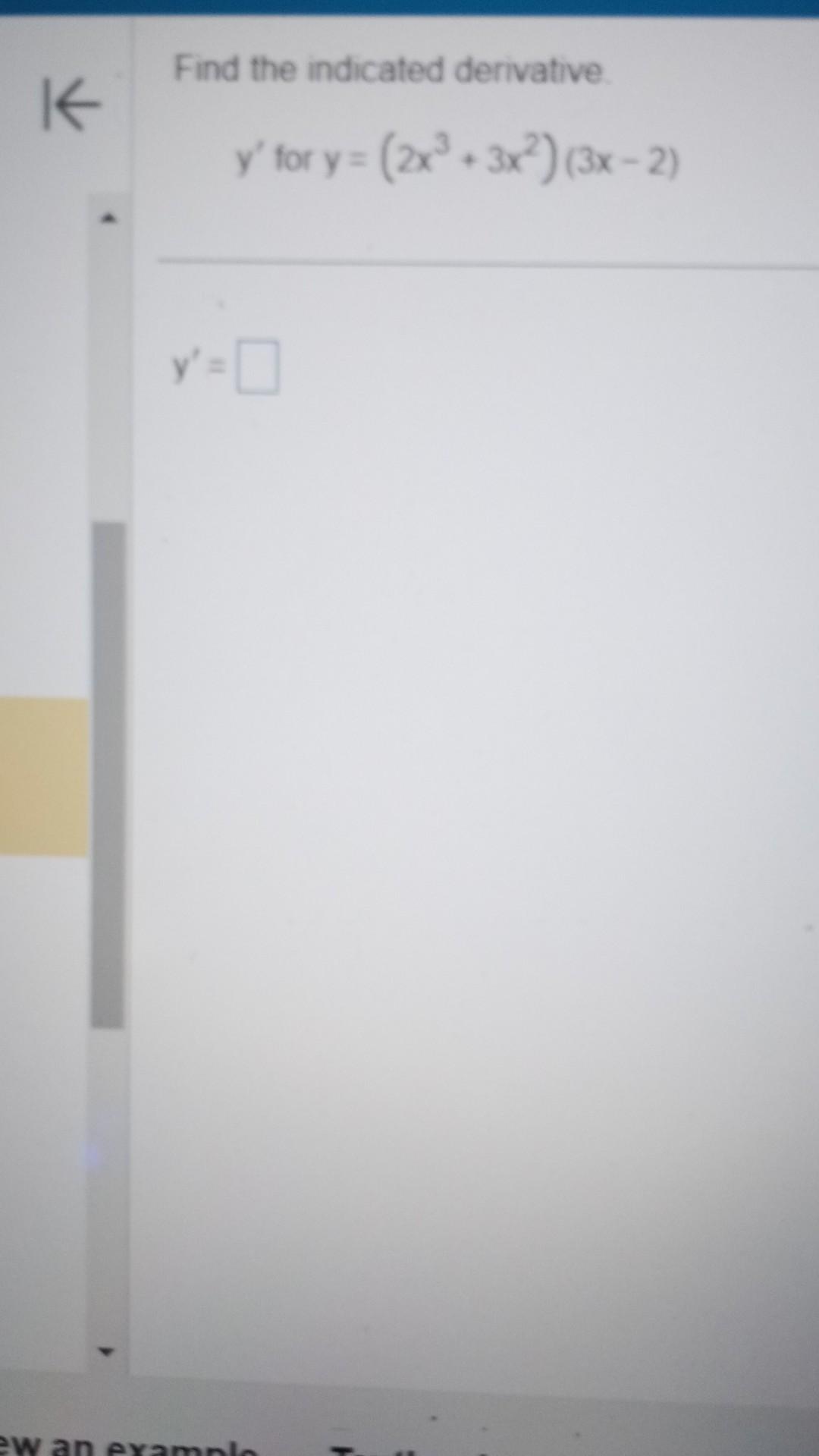 Solved Find the indicated derivative y′ for | Chegg.com