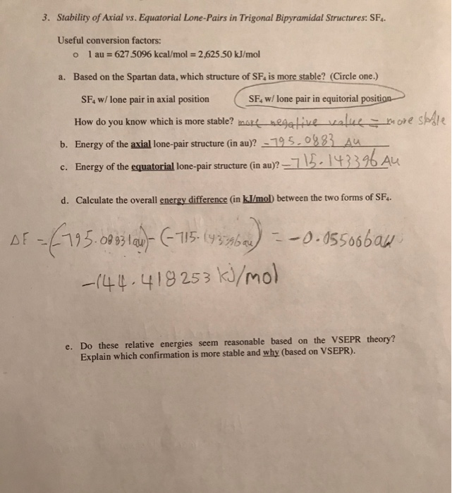 Solved 3. Stability of Axial vs. Equatorial Lone-Pairs in | Chegg.com