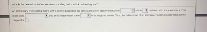 Solved What is the determinant of an elementary scaling | Chegg.com
