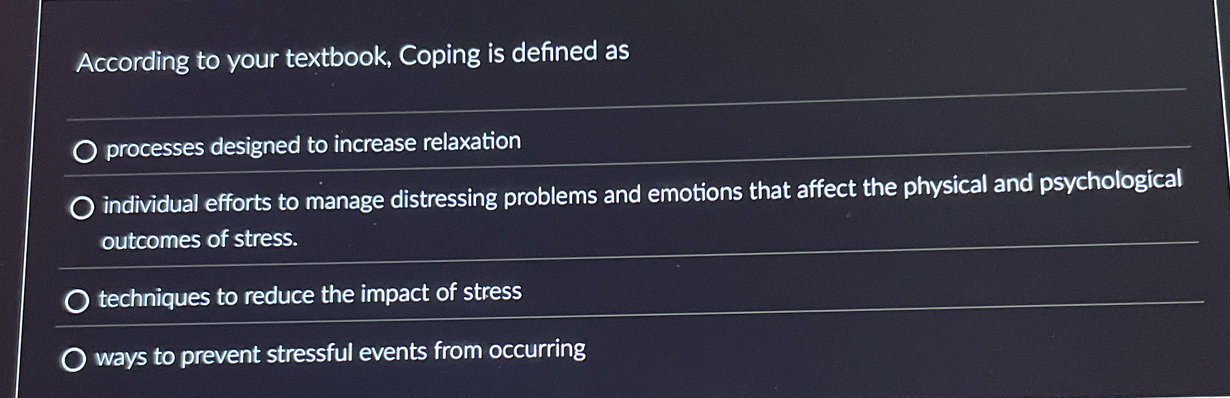 Solved According to your textbook, Coping is defined | Chegg.com