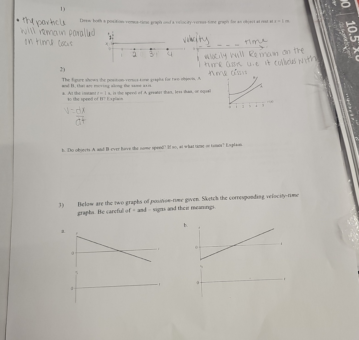 Solved the particle Draw both a position-versus-time graph | Chegg.com