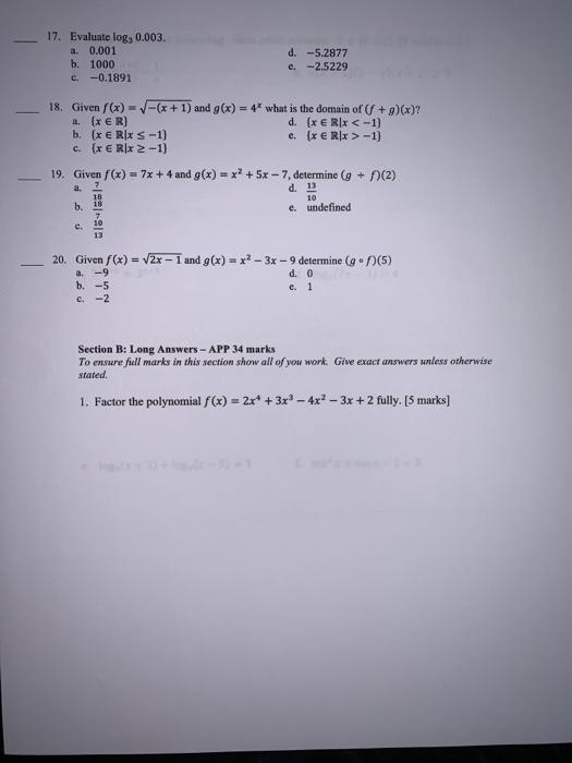 Solved Use Grade 12 Advanced Functions Methods To Answer The | Chegg.com