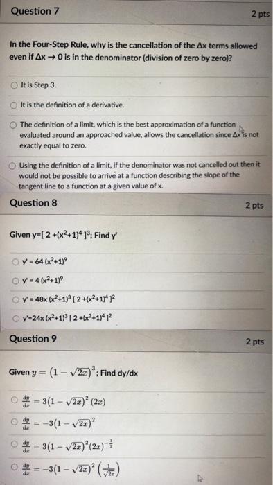 Solved Question 7 2 pts In the Four-Step Rule, why is the | Chegg.com