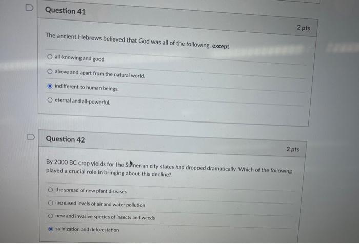 The ancient Hebrews believed that God was all of the | Chegg.com
