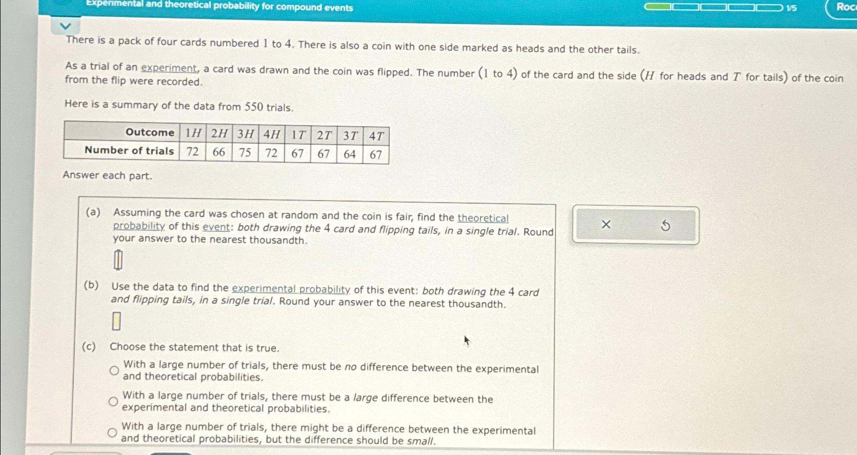 Solved Experimental and theoretical probability for compound | Chegg.com
