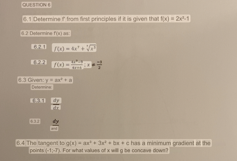 Solved QUESTION 66.1 ﻿Determine f' ﻿from first principles if | Chegg.com