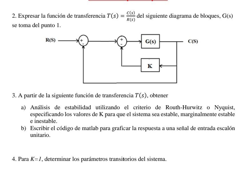 2. Expresar la función de transferencia T(s)=R(s)C(s) | Chegg.com