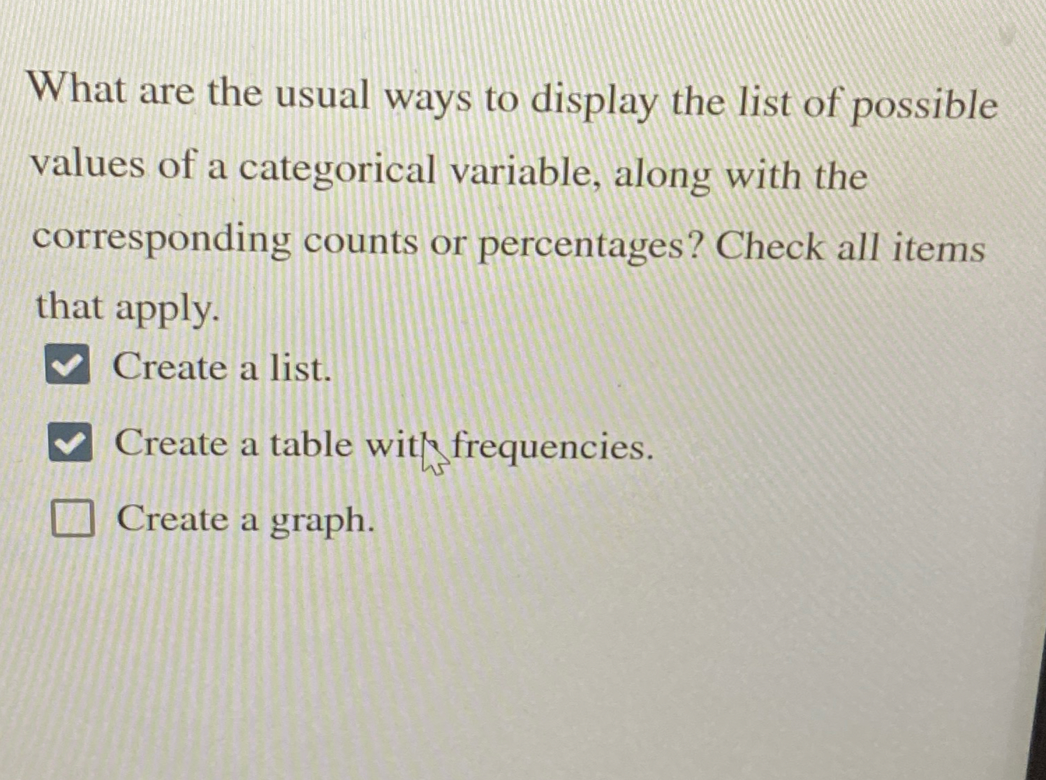 What are the usual ways to display the list of | Chegg.com