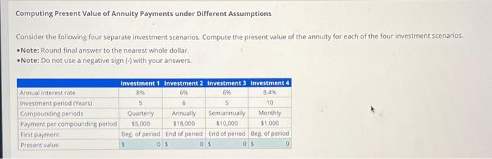 Solved Computing Present Value of Annuity Payments under | Chegg.com