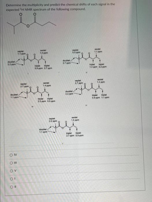 Solved Determine the multiplicity and predict the chemical | Chegg.com