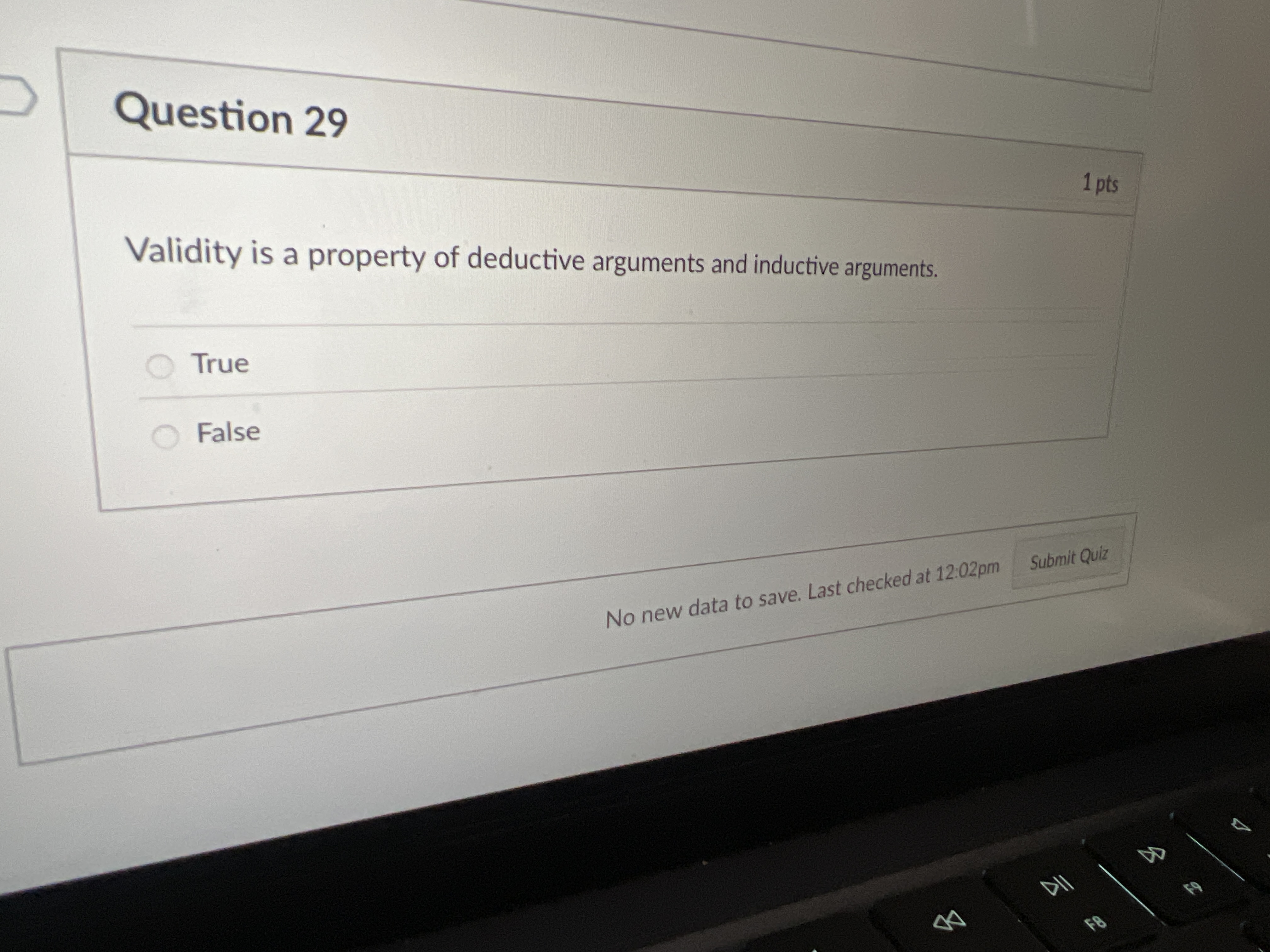 Solved Question 29Validity is a property of deductive | Chegg.com