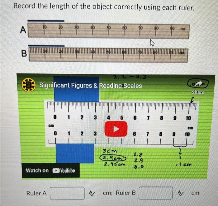 Solved Record the length of the object correctly using each | Chegg.com