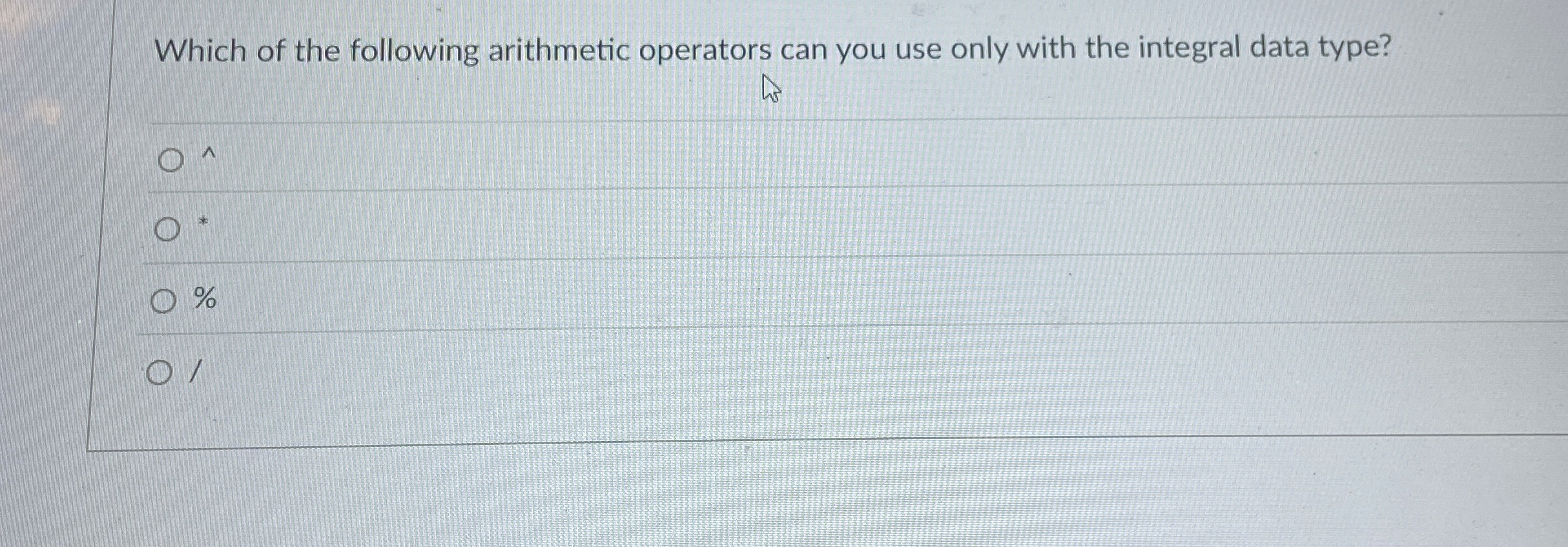 Solved Which of the following arithmetic operators can you | Chegg.com