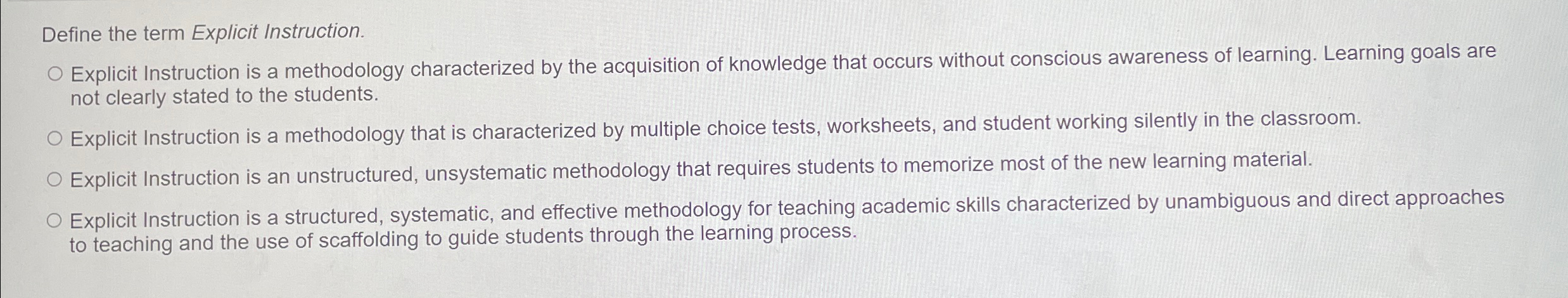 Solved Define the term Explicit Instruction.Explicit | Chegg.com