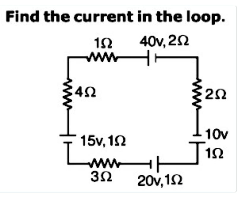 Solved Find the current in the loop. 1Ω 40ν, 2Ω 4Ω 2Ω 15ν, | Chegg.com