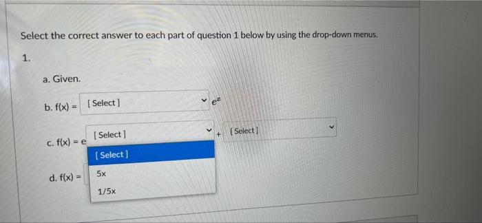 Solved Select the correct answer to each part of question 1 | Chegg.com