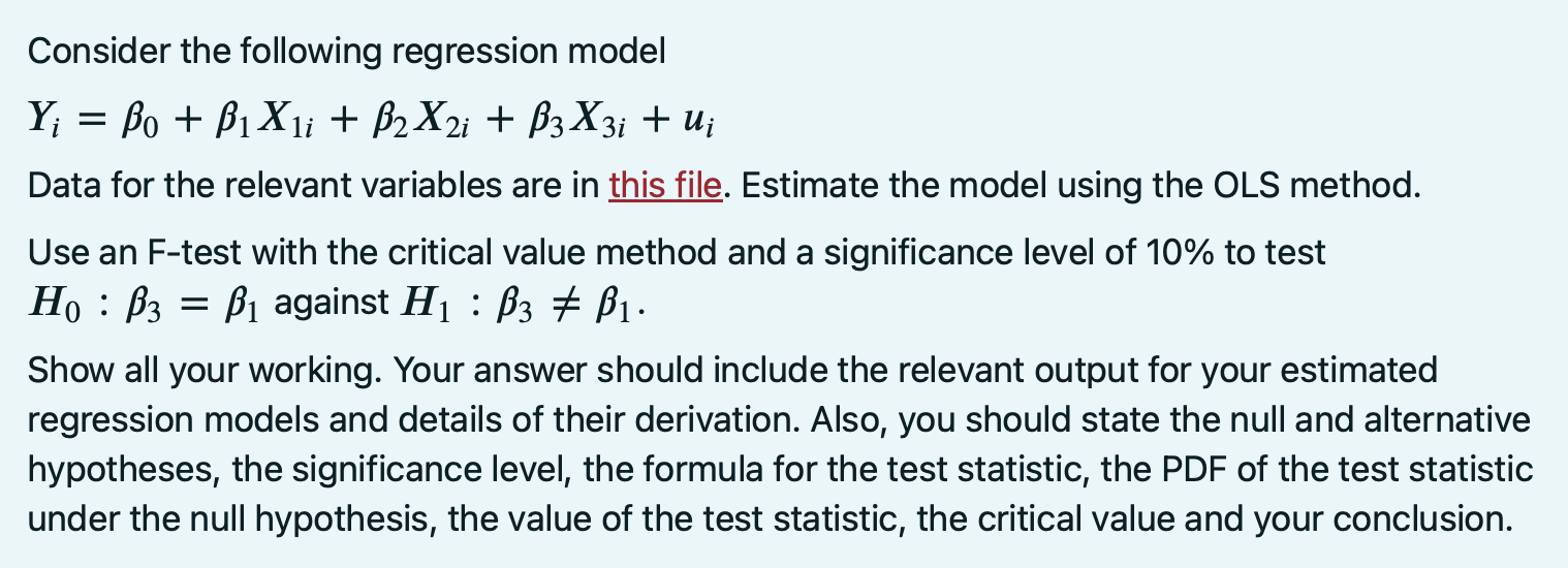 Consider the following regression | Chegg.com