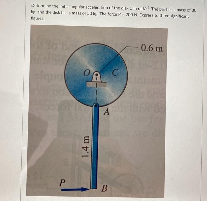 Solved Determine the initial angular acceleration of the | Chegg.com