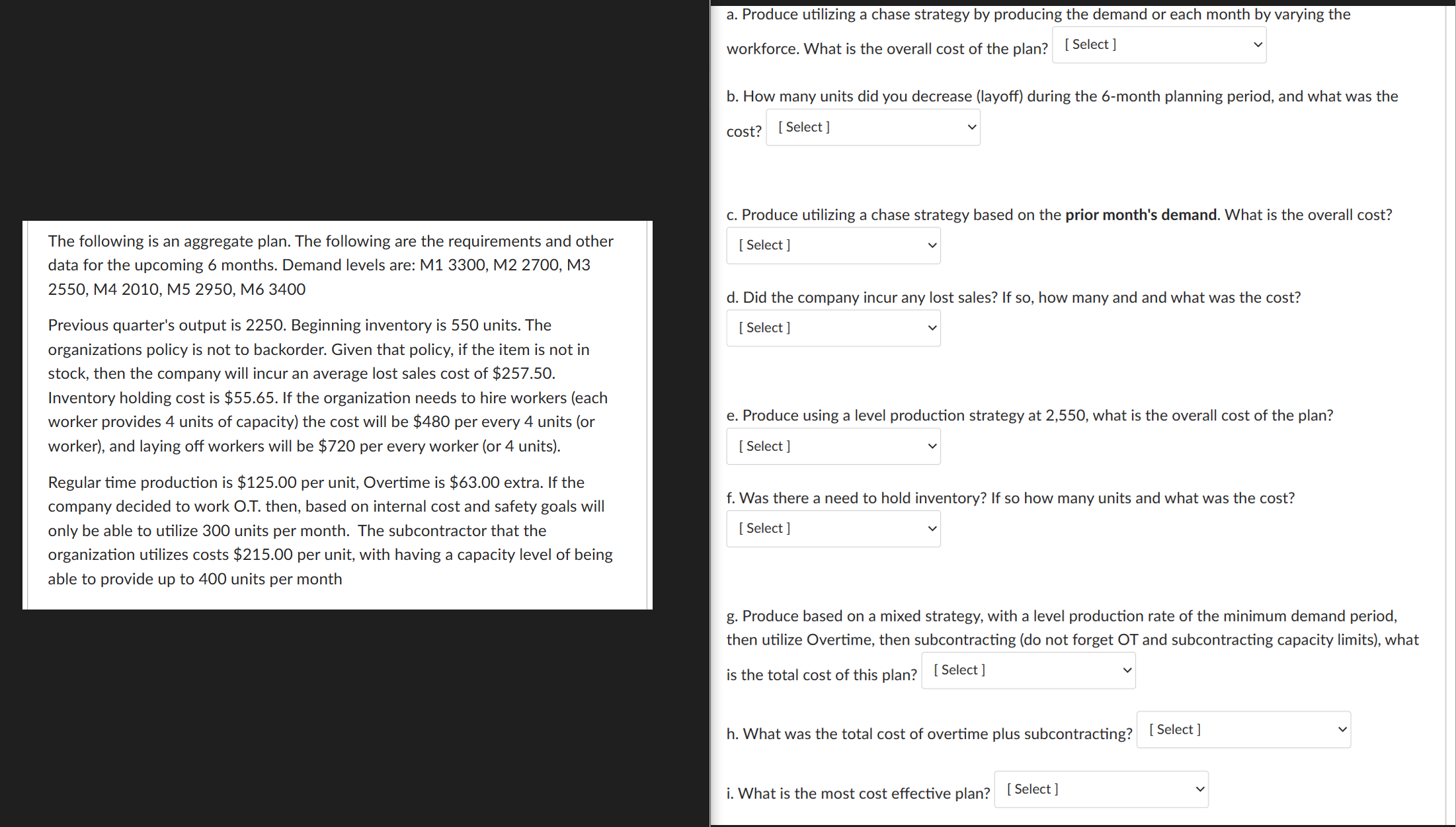Solved a. ﻿Produce utilizing a chase strategy by producing | Chegg.com