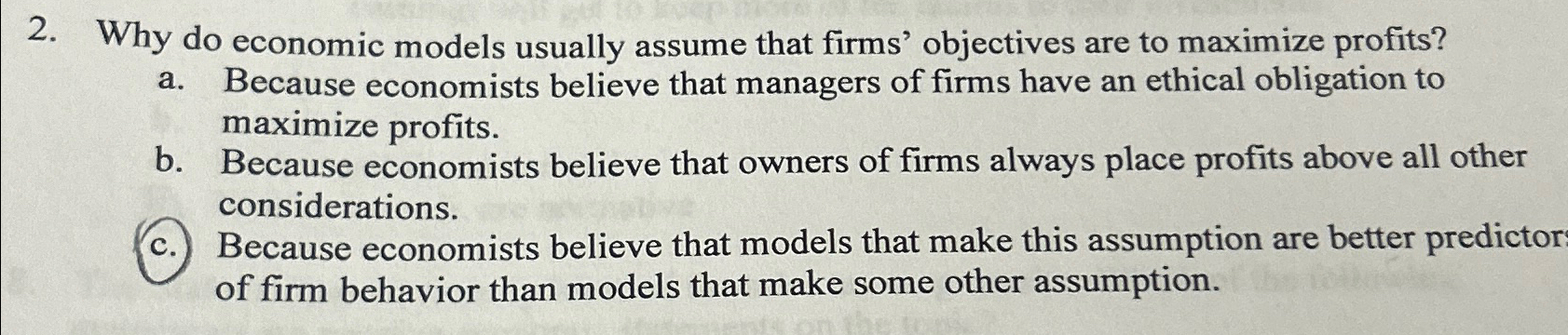 Solved Why do economic models usually assume that firms' | Chegg.com