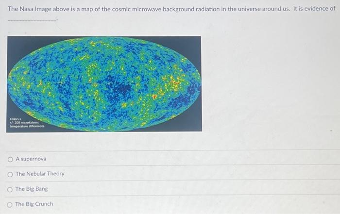 Solved The Nasa Image above is a map of the cosmic microwave | Chegg.com