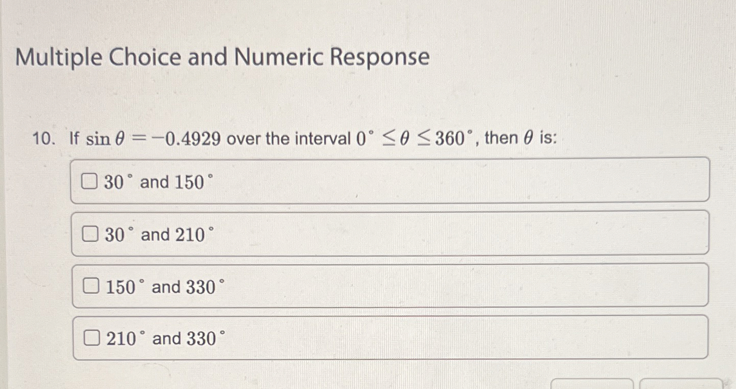 Solved Multiple Choice and Numeric Response10. ﻿If | Chegg.com